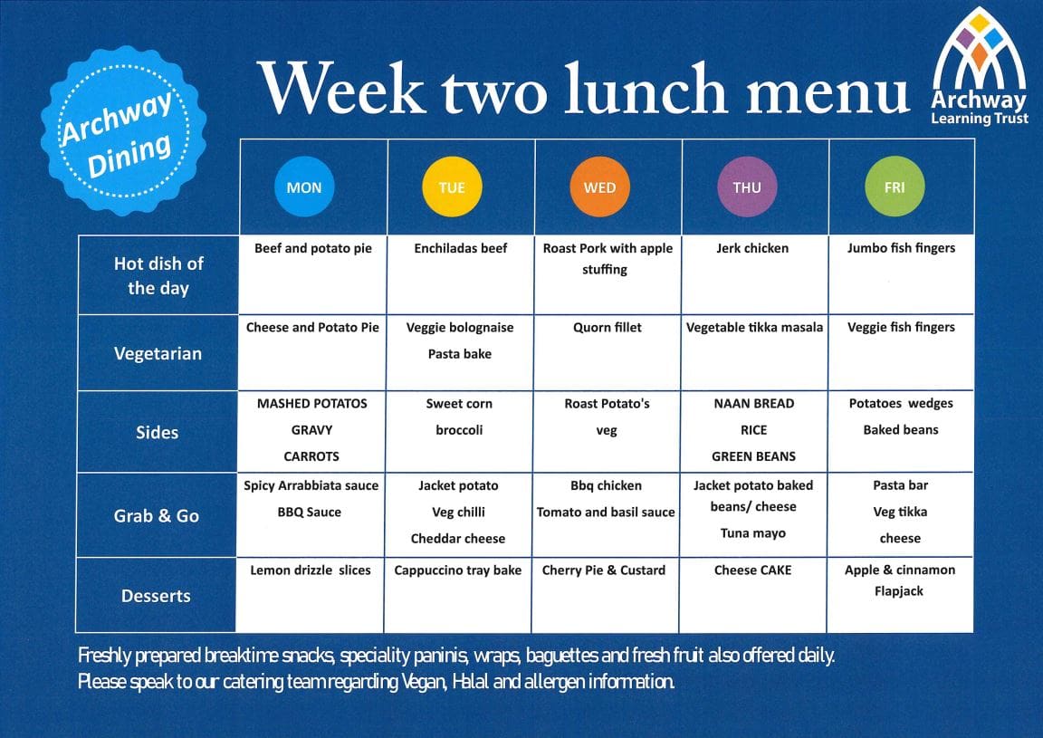 Menu Information - The Nottingham Emmanuel School