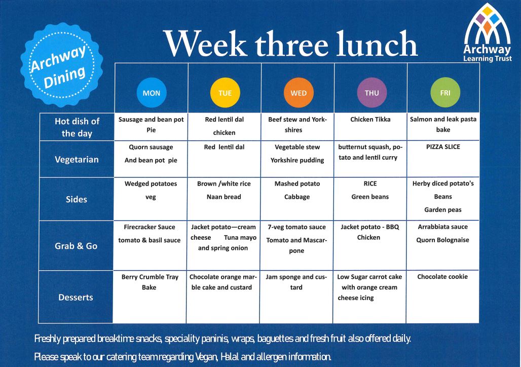 Menu Information - The Nottingham Emmanuel School