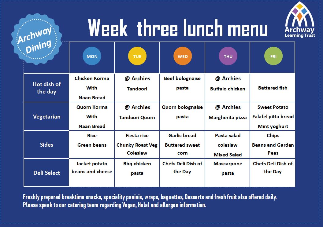Menu Information - The Nottingham Emmanuel School